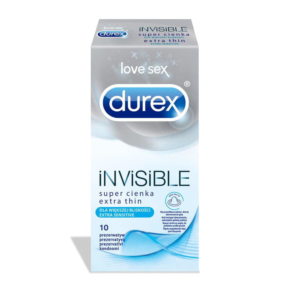 DUREX Invisible Extra Sensitive prezervatīvi, 10 gab. | Medplaza