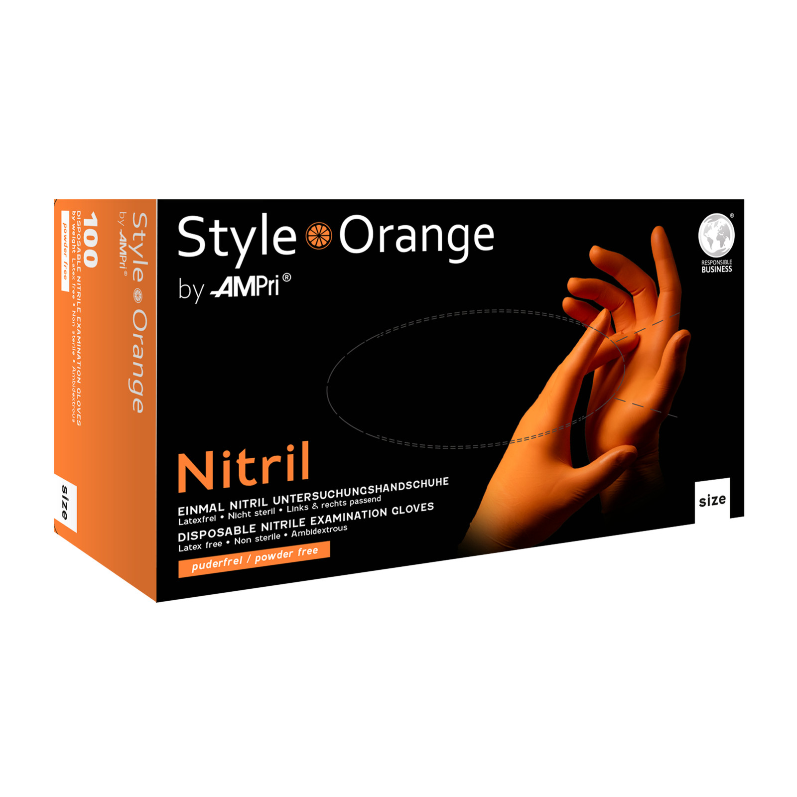 Cimdi diagnostiskie, nitrila, nepūderetie "STYLE ORANGE" XS-L izmēri ...